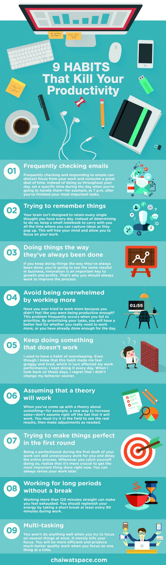 9 Bad Habits that Hurt Productivity - BrandonGaille.com